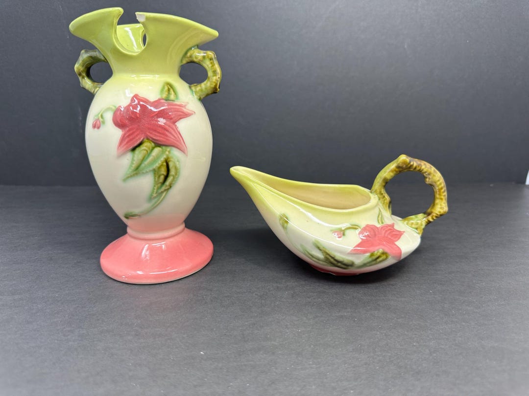 Vintage Hull Pottery Woodland W4 6.5” Vase & W27 Creamer Set - Mid ...