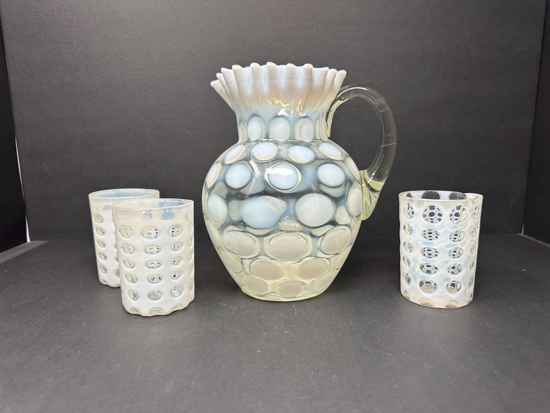 Vintage Coin Spot Glass Pitcher With 3 Tumblers – UV Reactive Water Set ...