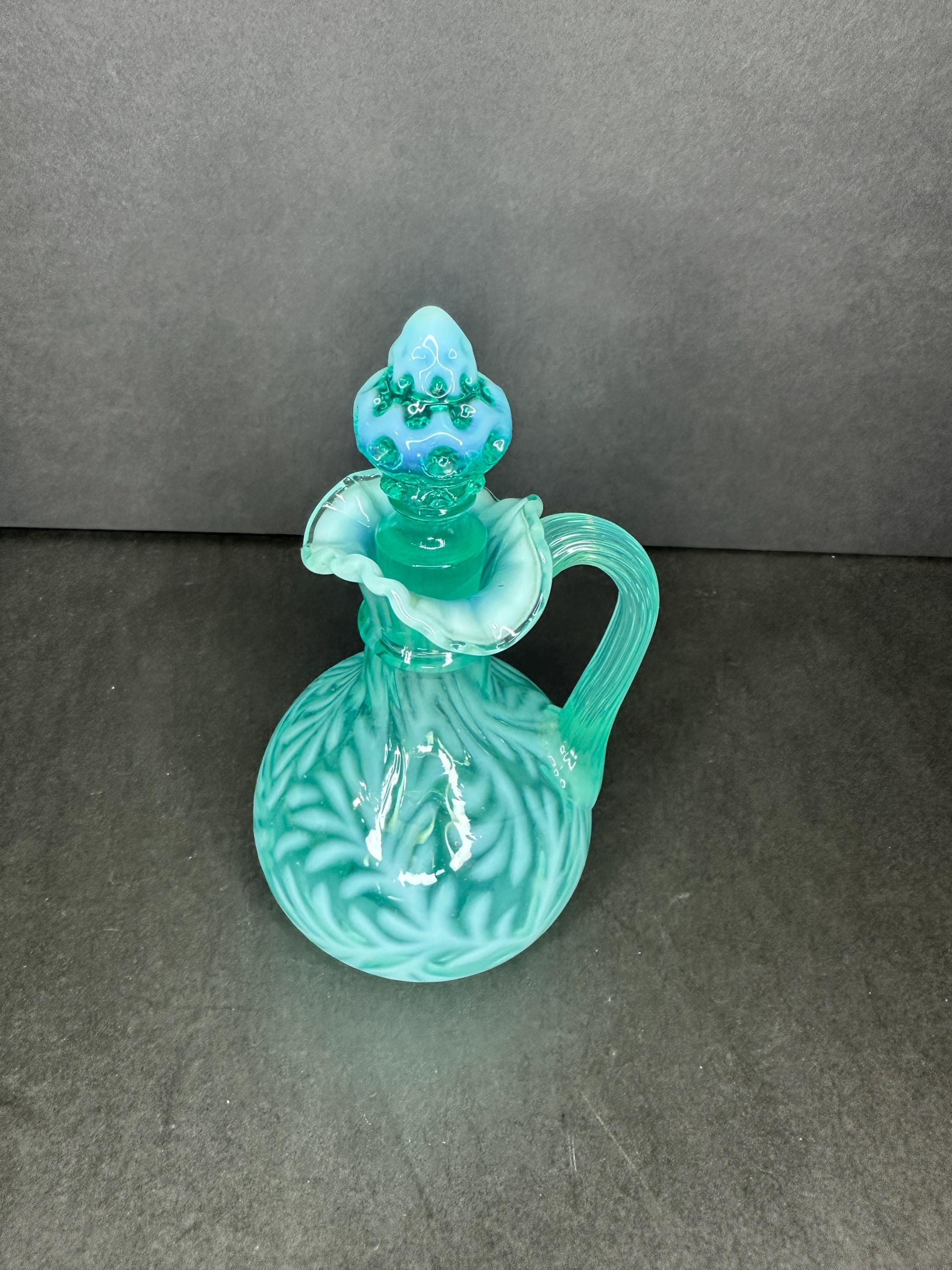Fenton Persian Blue Opalescent Cruet With King’s Crown Stopper – Fern ...
