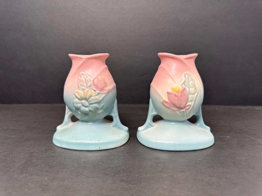 Vintage Hull Pottery Magnolia Matte Candle Holders | 4” Tall Pair With ...