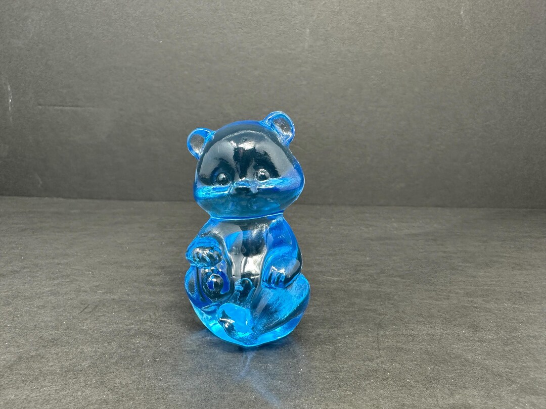 Adorable Fenton Baby Bear Figurine in Rare Ice Blue Topaz Glass ...
