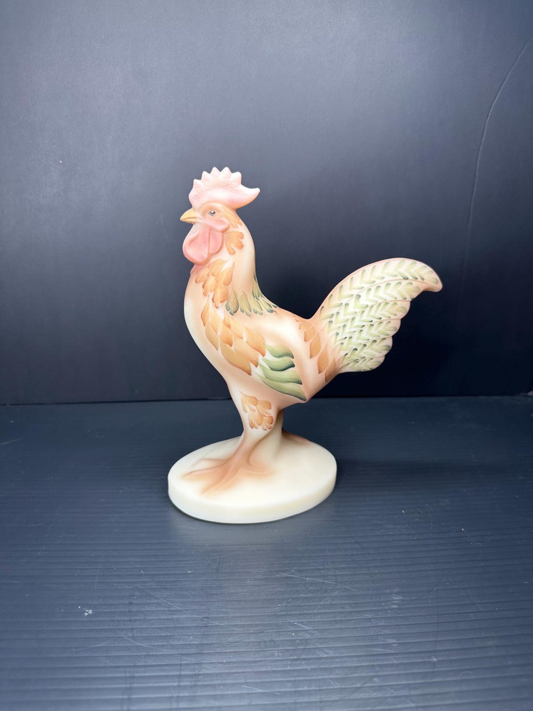 Fenton 5257NV Ivory Satin Large Rooster Figurine Folk Art Collection ...