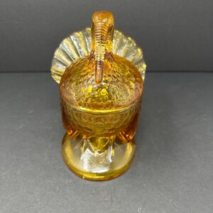 Vintage L.E. Smith Amber Glass Turkey Covered Dish Decorative ...