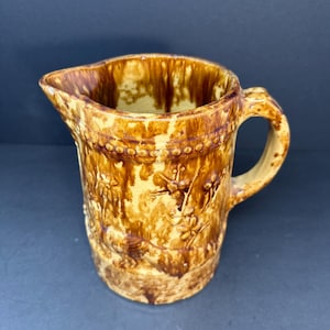 Antique Bennington Pottery Pitcher With Peacock Design, Rockingham ...