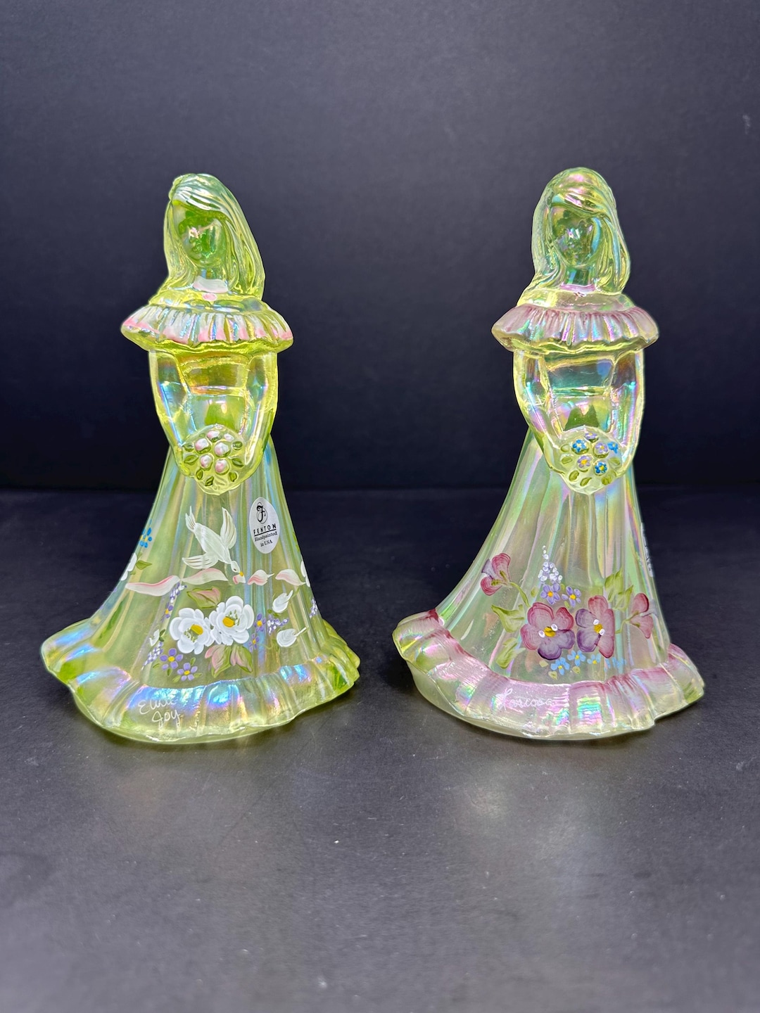 Extremely Rare Fenton Topaz Opalescent Bridesmaid Pair Limited Edition ...