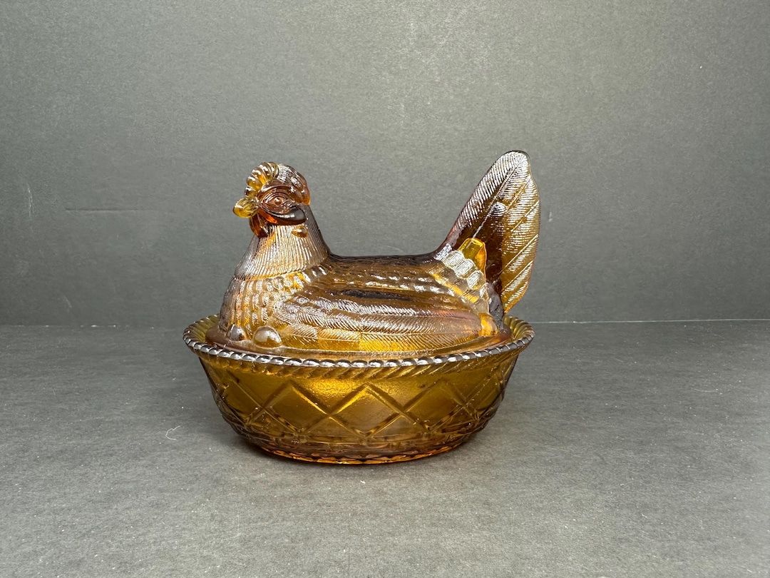 Authentic Early Westmoreland Glass Amber Hen-on-nest 5-inch Covered ...