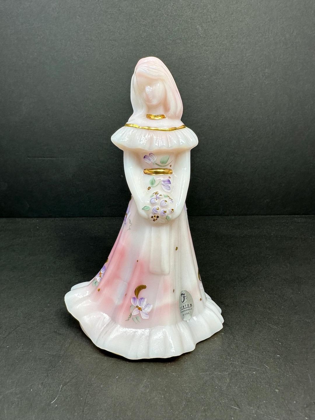 Fenton Glass Rosaline Bridesmaid Figurine #5228NX, Hand Painted Violets ...