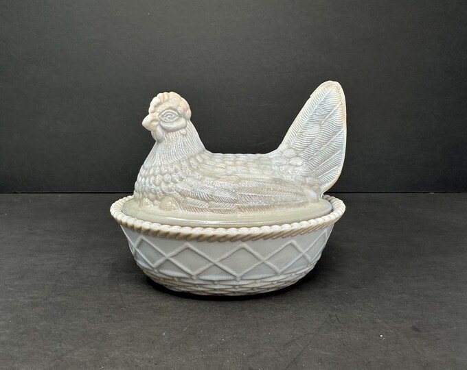 Exquisite Vintage Rosso Gray Marble Slag Glass Hen on Nest – 5-inch ...