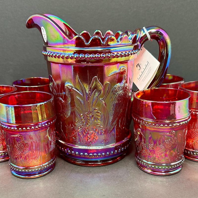 Red Carnival Glass - Etsy