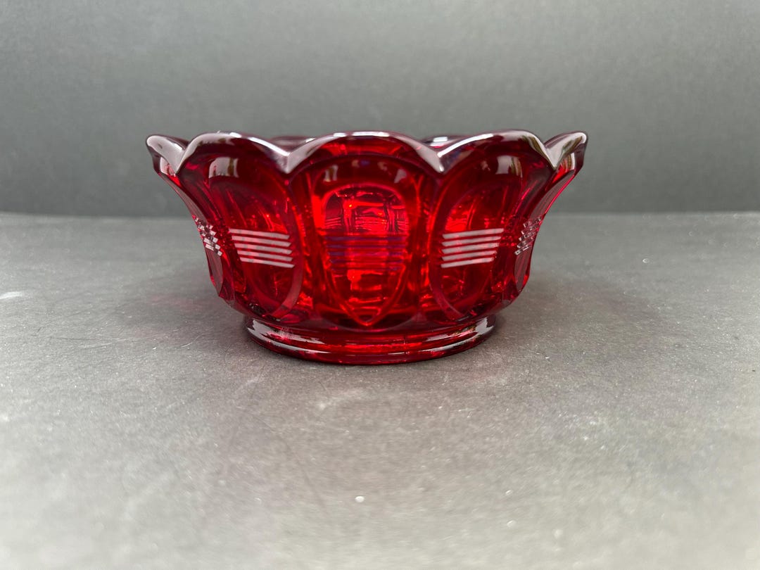 Vintage Fenton Ruby Red Glass Bowl, 6 X 3 Scalloped Edge, Art Glass ...