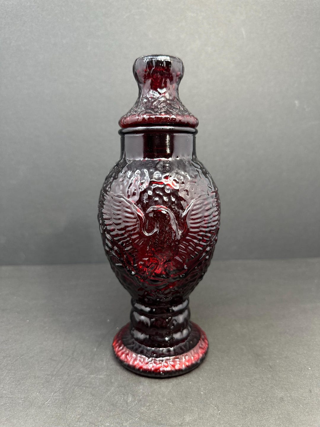 Vintage Wheaton Ruby Red Glass Apothecary Jar With Embossed Eagle ...