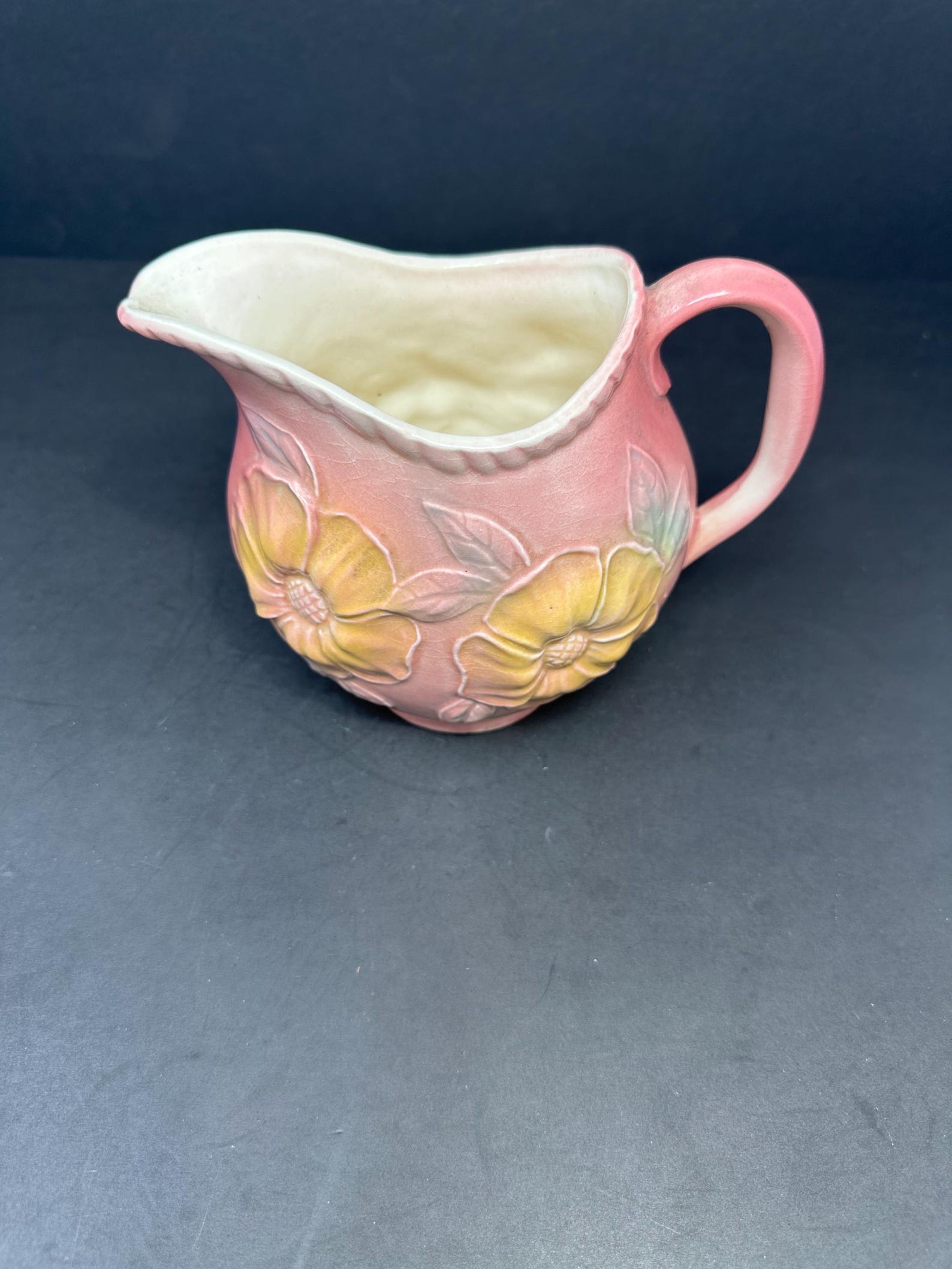 Vintage Hull Pottery Sunglow Pitcher, Pattern 52, 24 Oz., Floral ...