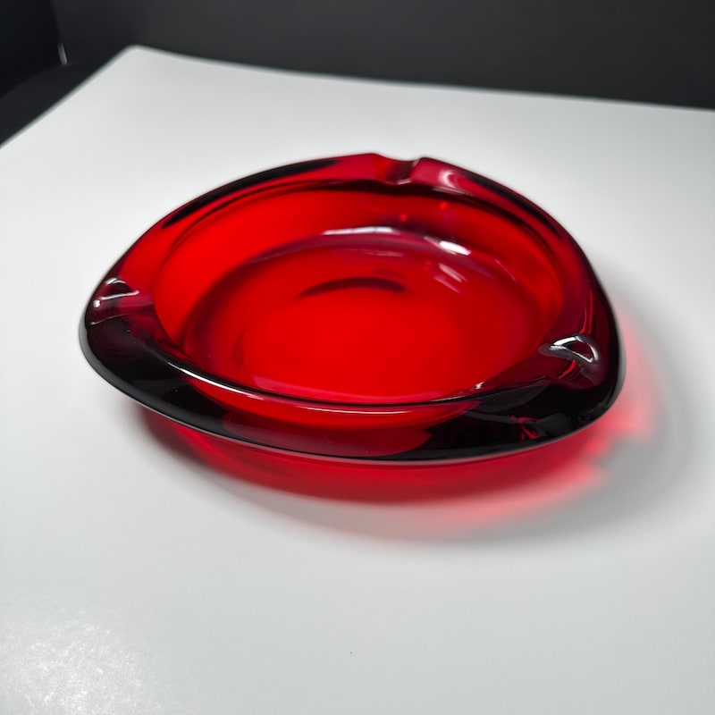 Red Glass Ashtray - Etsy
