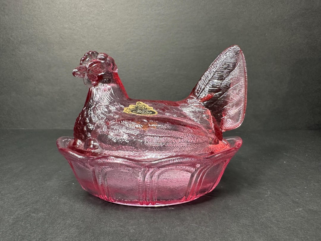 Rare Fenton Dusty Rose Hen on Nest No. 5186-DK 5-inch Collectible Glass ...