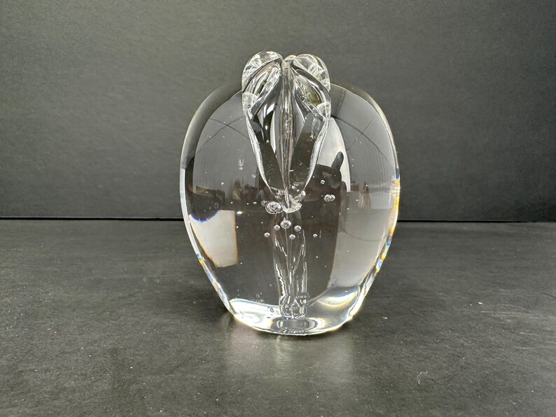 Vintage Celso Lopez Controlled Bubble Apple Glass Paperweight | Signed ...