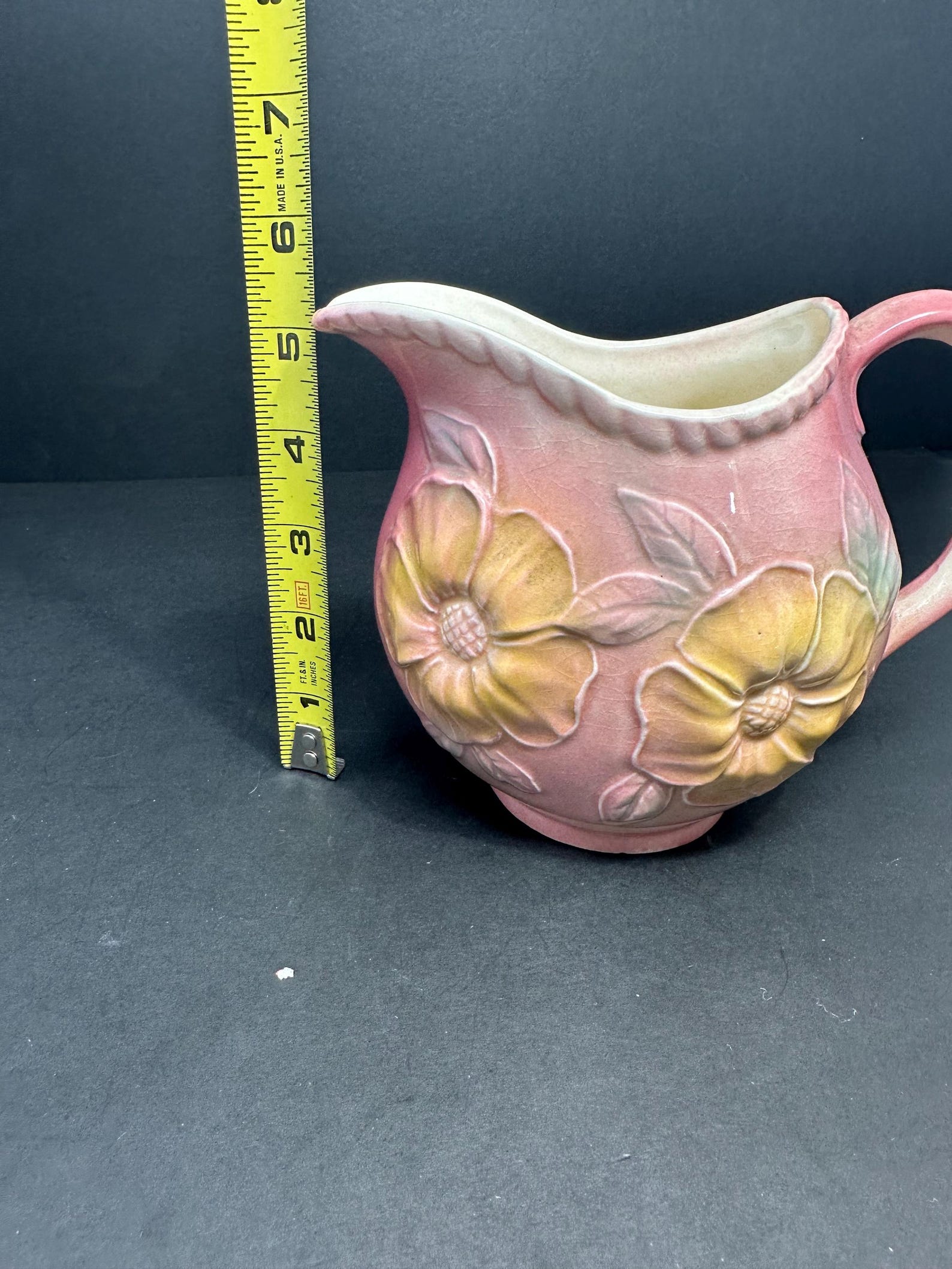 Vintage Hull Pottery Sunglow Pitcher, Pattern 52, 24 Oz., Floral ...
