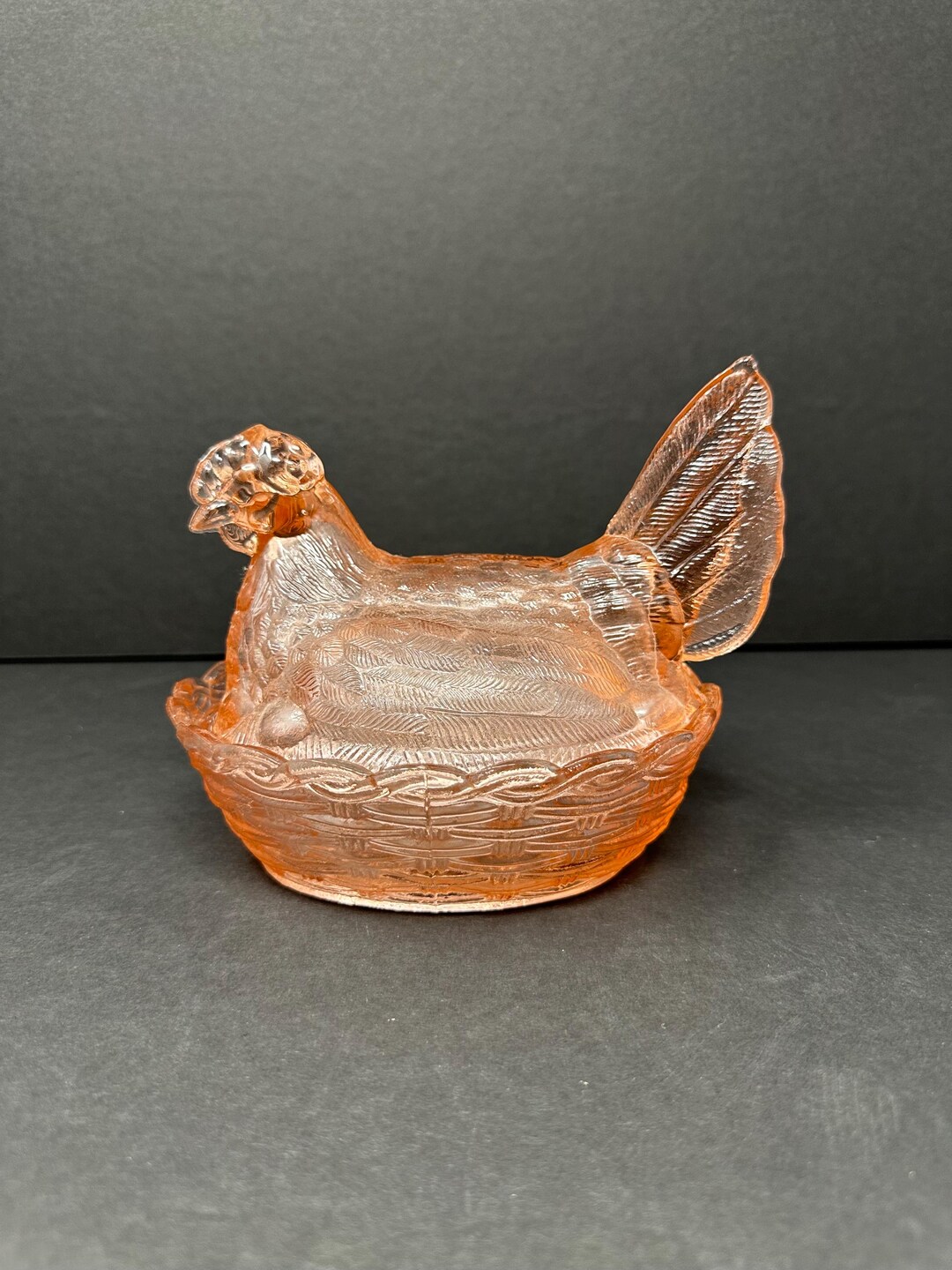 LG Wright by Pink Glass Hen on Nest Dish Vintage Collectible Mid ...