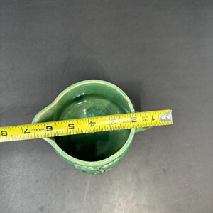 Vintage Green Pottery Pitcher With Embossed Floral Design, Early ...