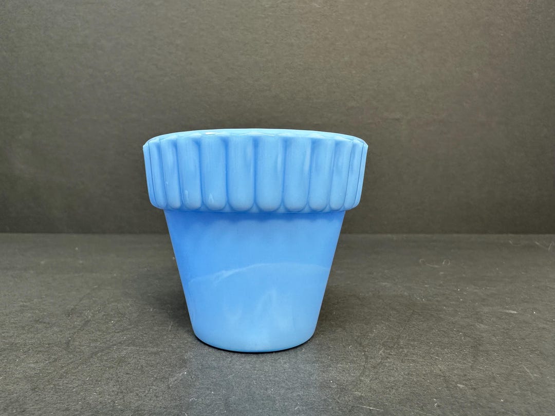 Vintage Akro Agate Blue Slag Glass Flower Pot 1930s Miniature Pottery ...