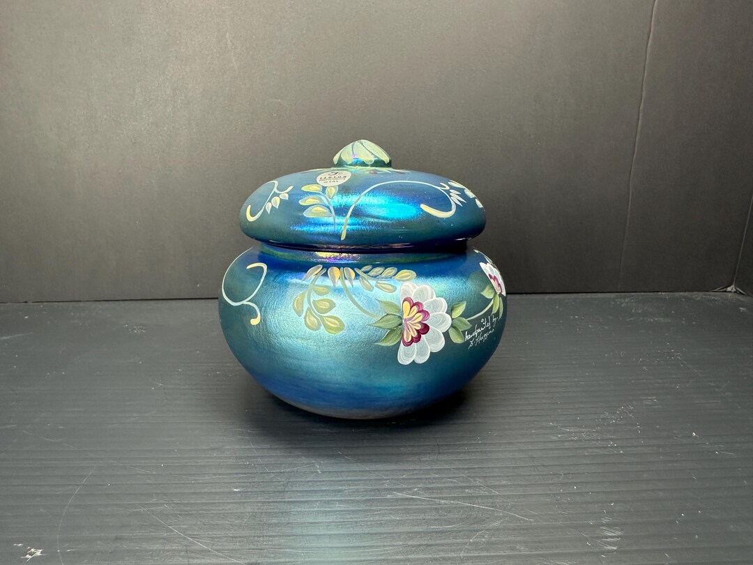 Rare Fenton 7480 FW Powder Puff Box Favrene Honor Collection 2003 316/ ...