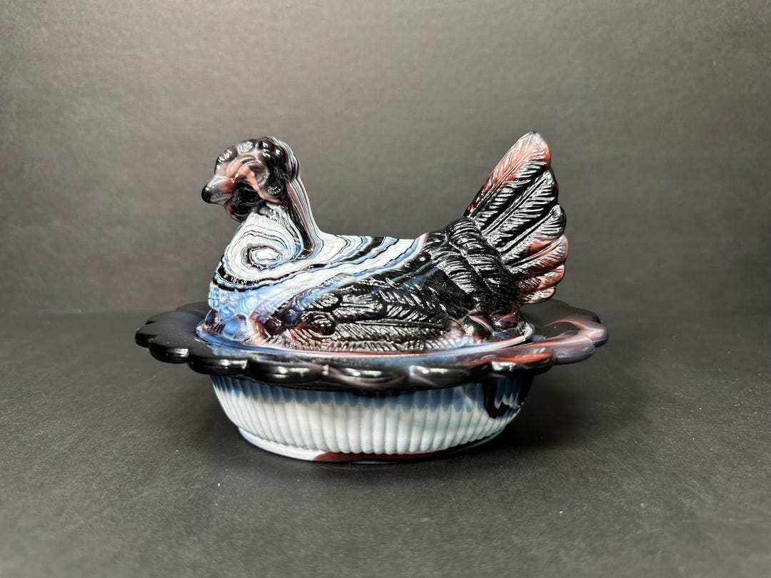 Mosser 6-inch Purple Slag Glass Hen on Nest | Vintage Collectible in ...