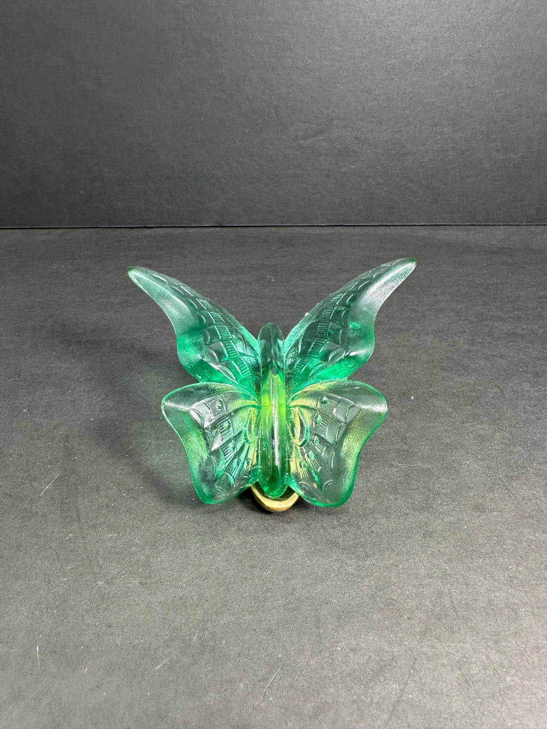 Vintage Fenton Butterfly With Brass Stand 5170 in Sea Mist Green ...