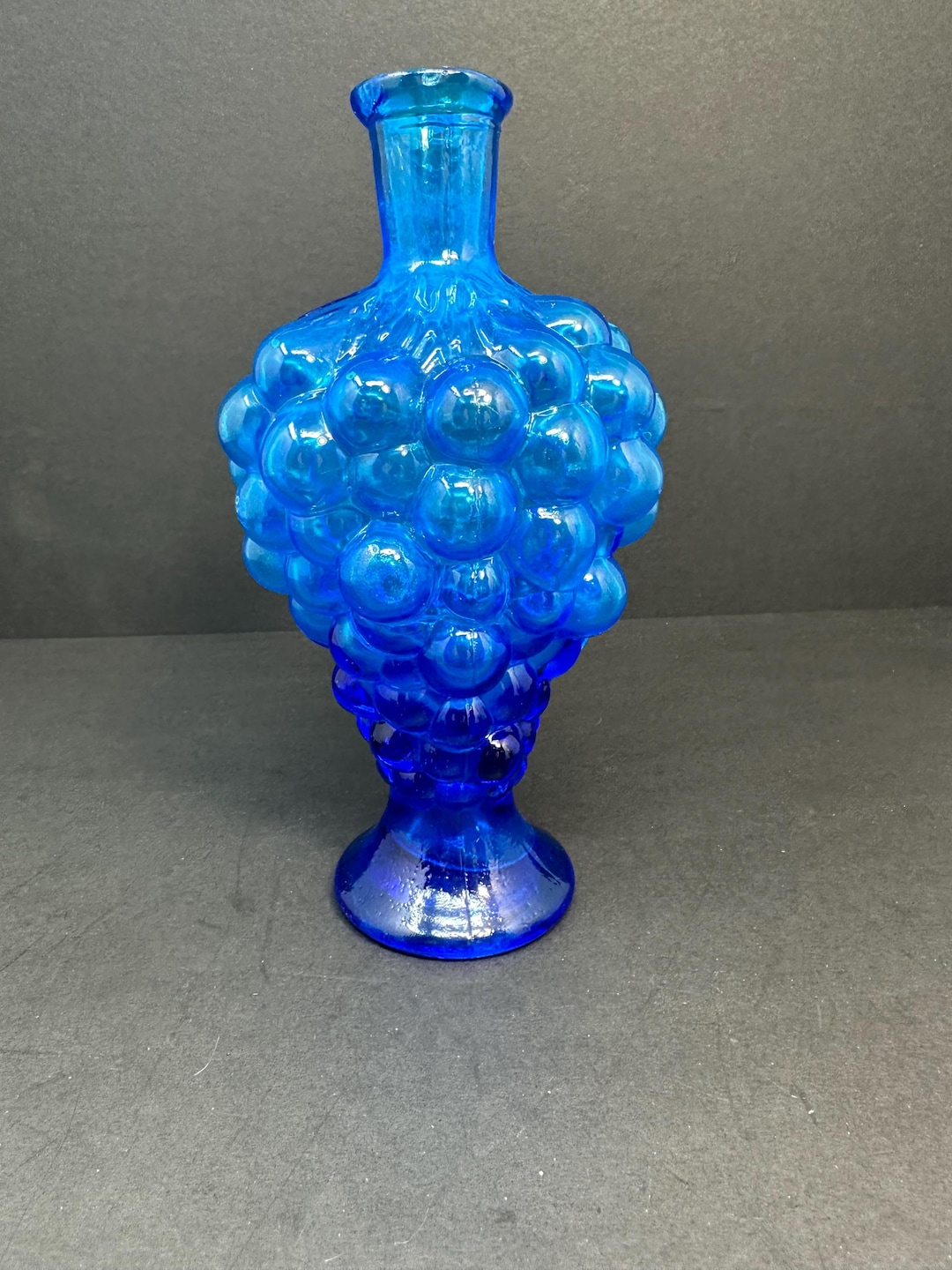 Vintage 1950s Blue Grape Decanter Bottle - Mid-century Glass Grape ...