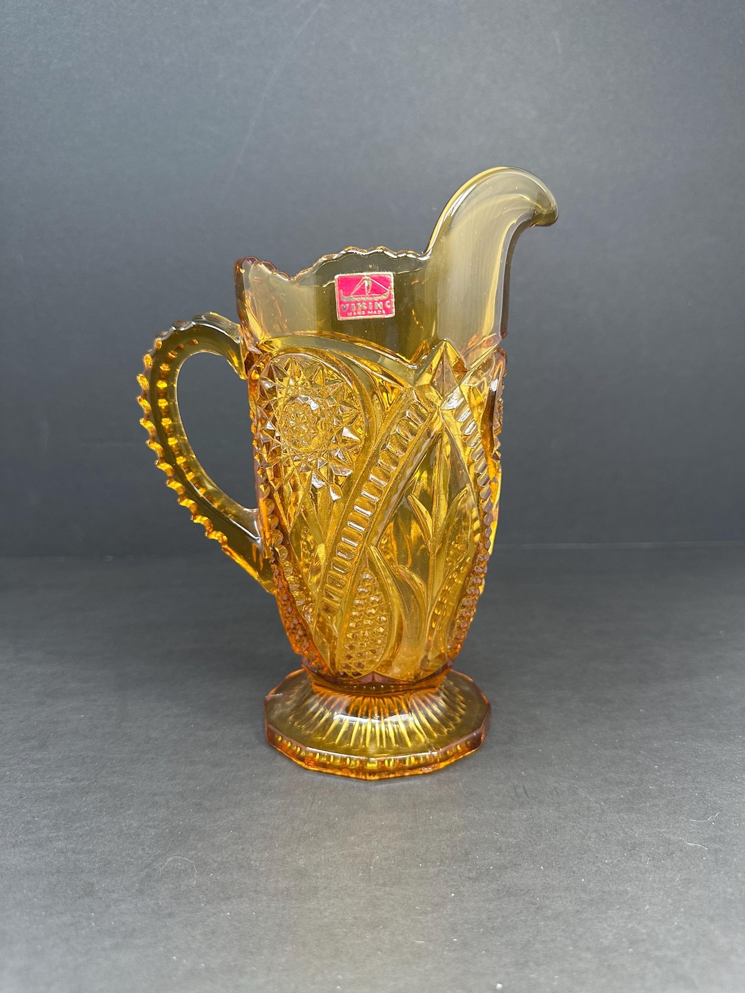 Vintage Viking Glass Amber 1935 Pitcher, Yesteryear Collection ...