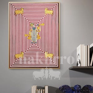 Original Shrinathji Pichwai – Hand-painted Vertical Artwork on Cotton ...
