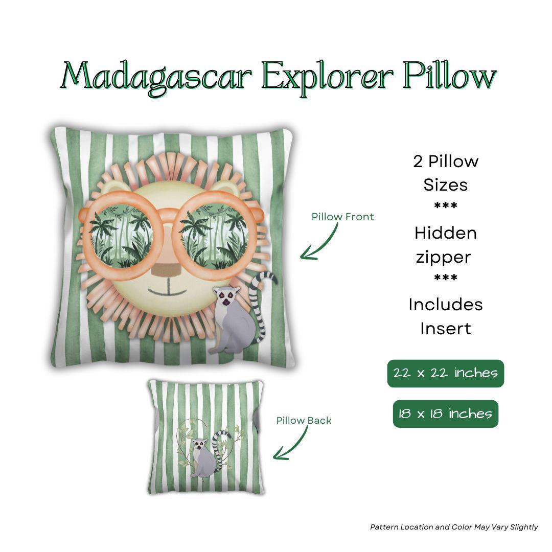 Lion and Lemur Madagascar Pillow | Square Shape | Free Pillow Insert ...