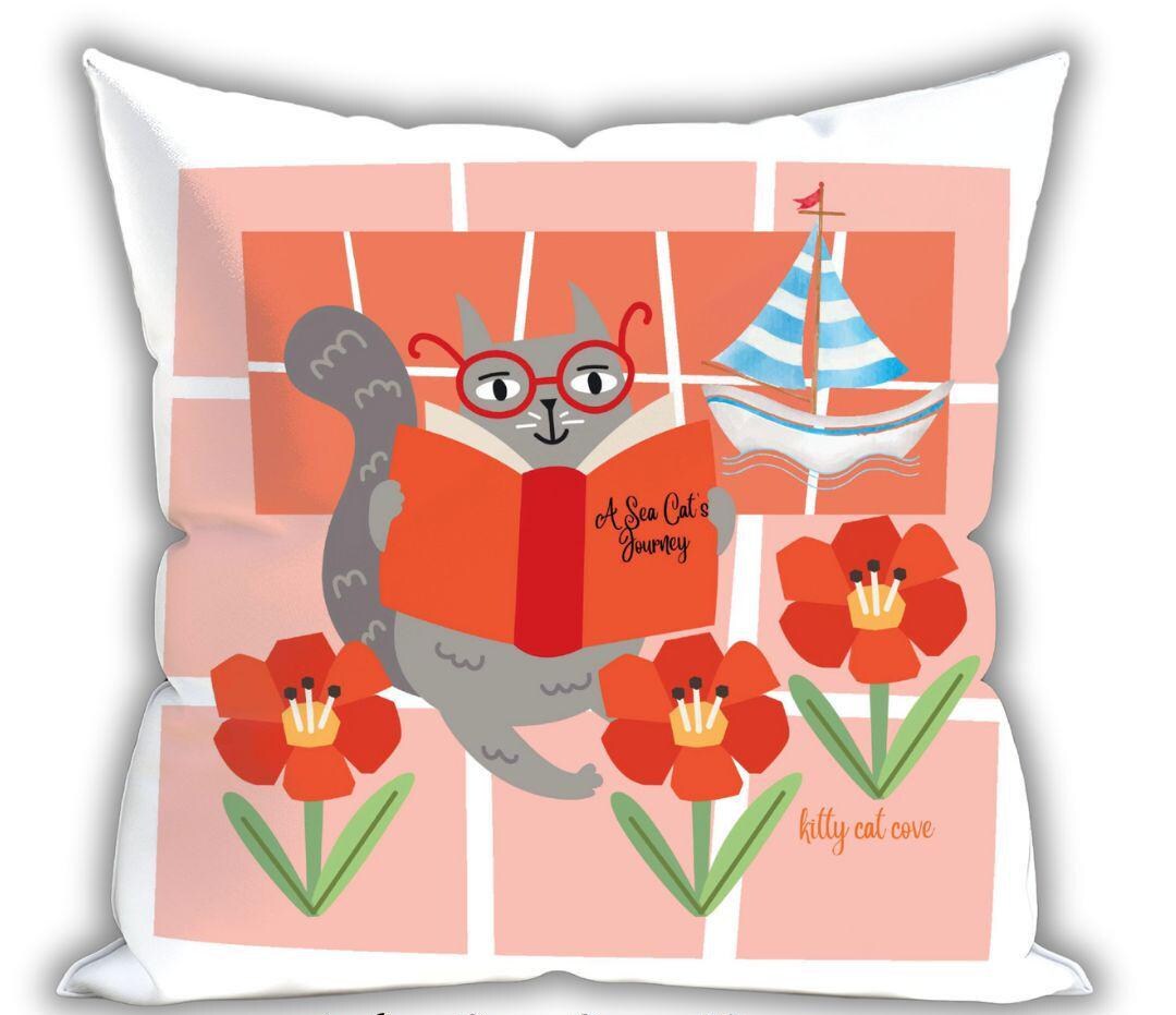Kitty Cat Cove Storybook Pillow, Two Sizes, Washable, Includes Pillow ...