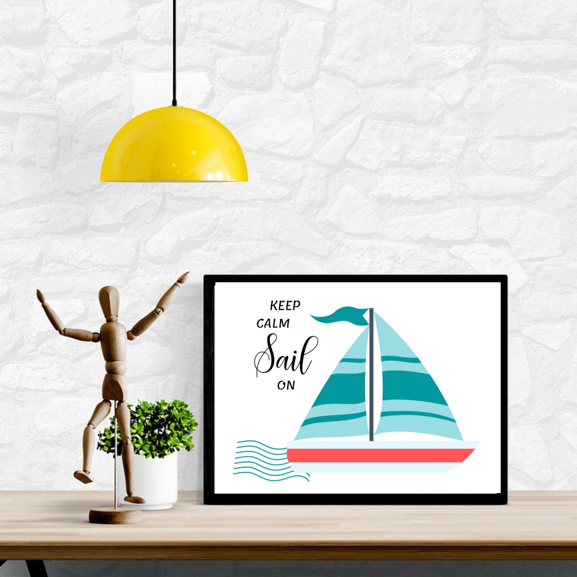 Keep Calm Sail on Wall Art Poster Nautical Minimalist Office Nursery ...