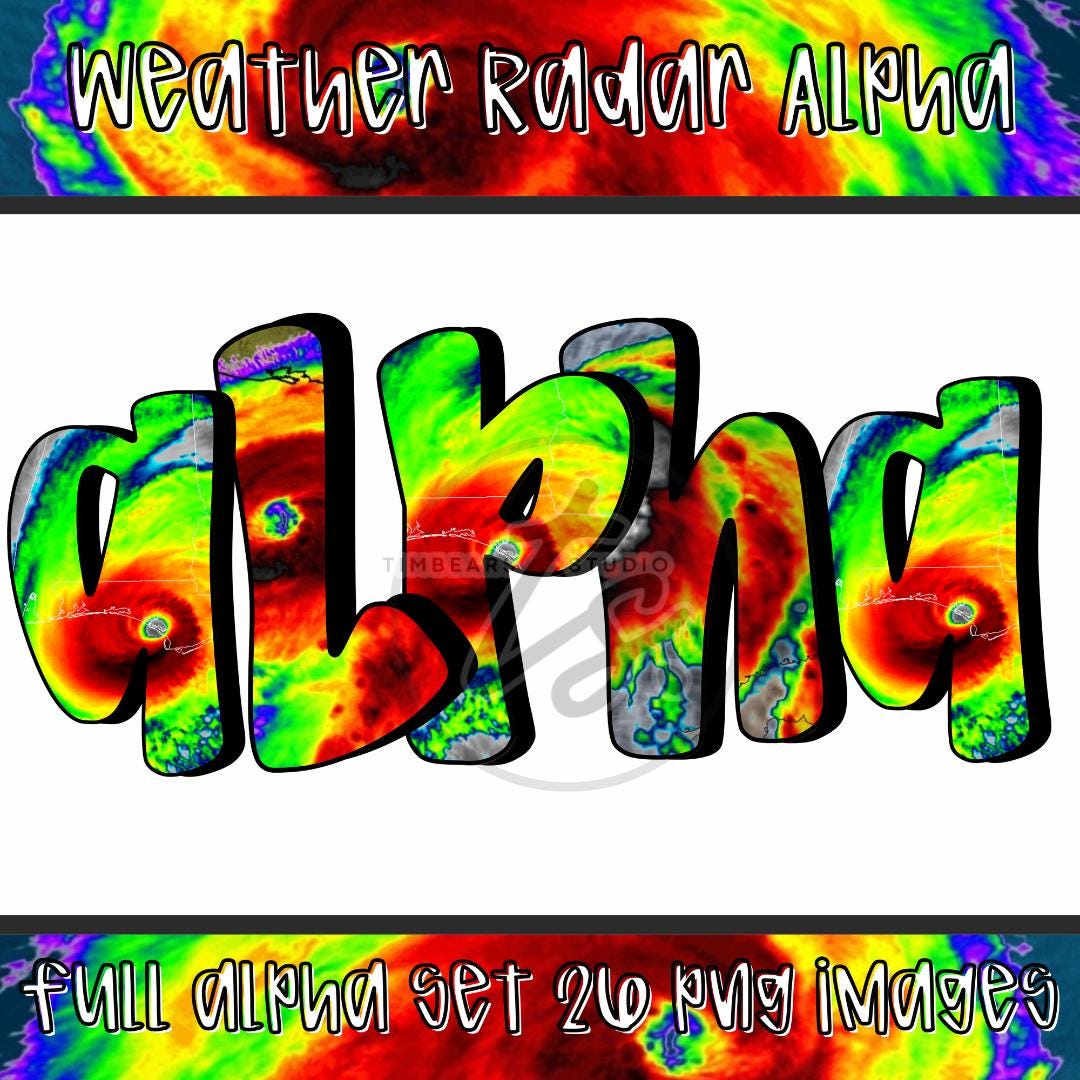 Extreme Weather Radar Alphabet Set, Tornado Radar, Hurricane Radar, Trendy Weather Design ...