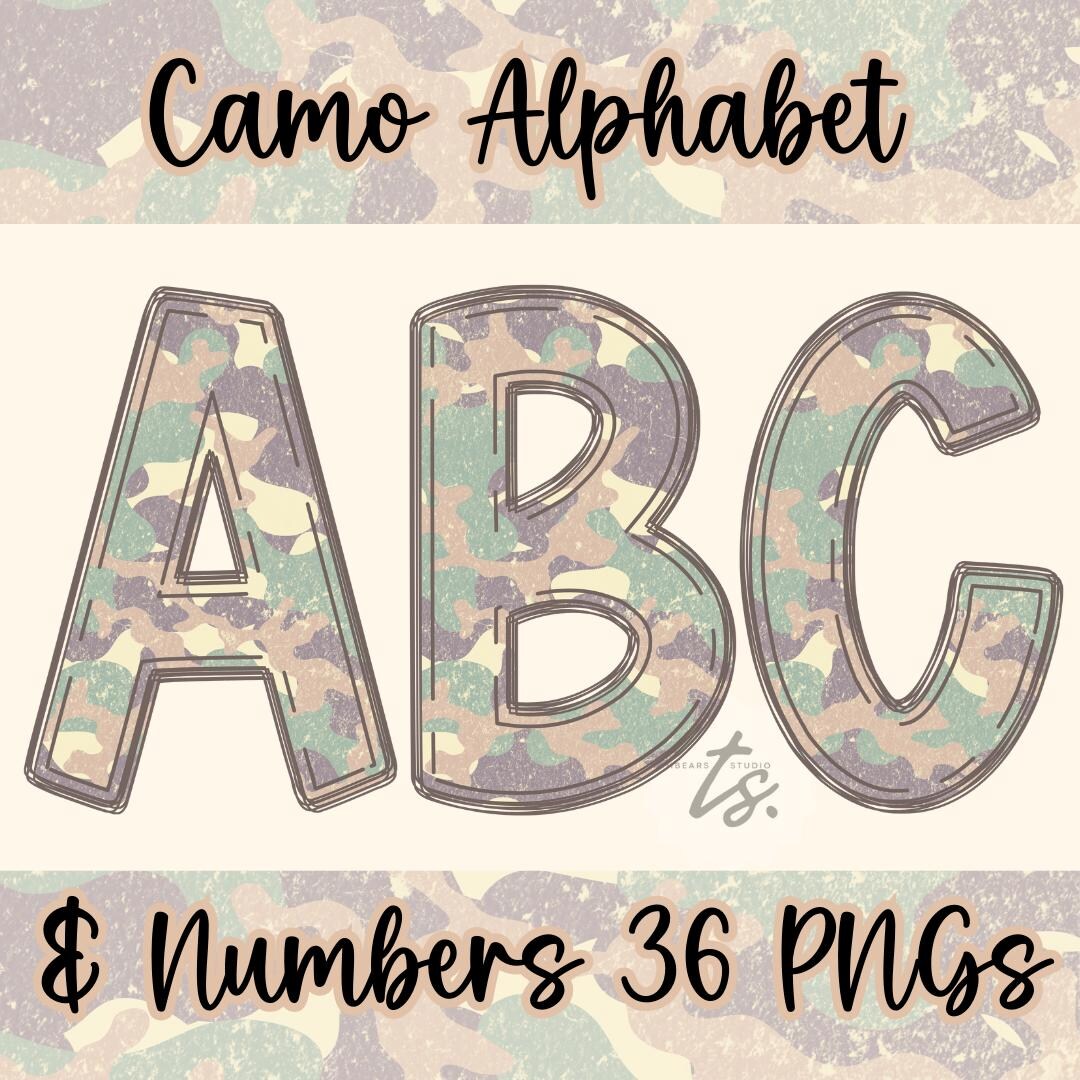 Old Camo Alphabet Set PNG, Camo Alphabet, Camouflage Alphabet, Camo ...