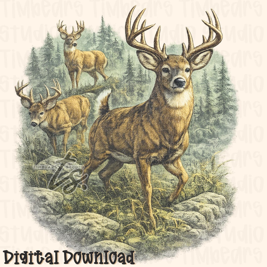 Majestic Whitetail Buck Deer PNG – Misty Forest Wildlife Art, Trophy ...