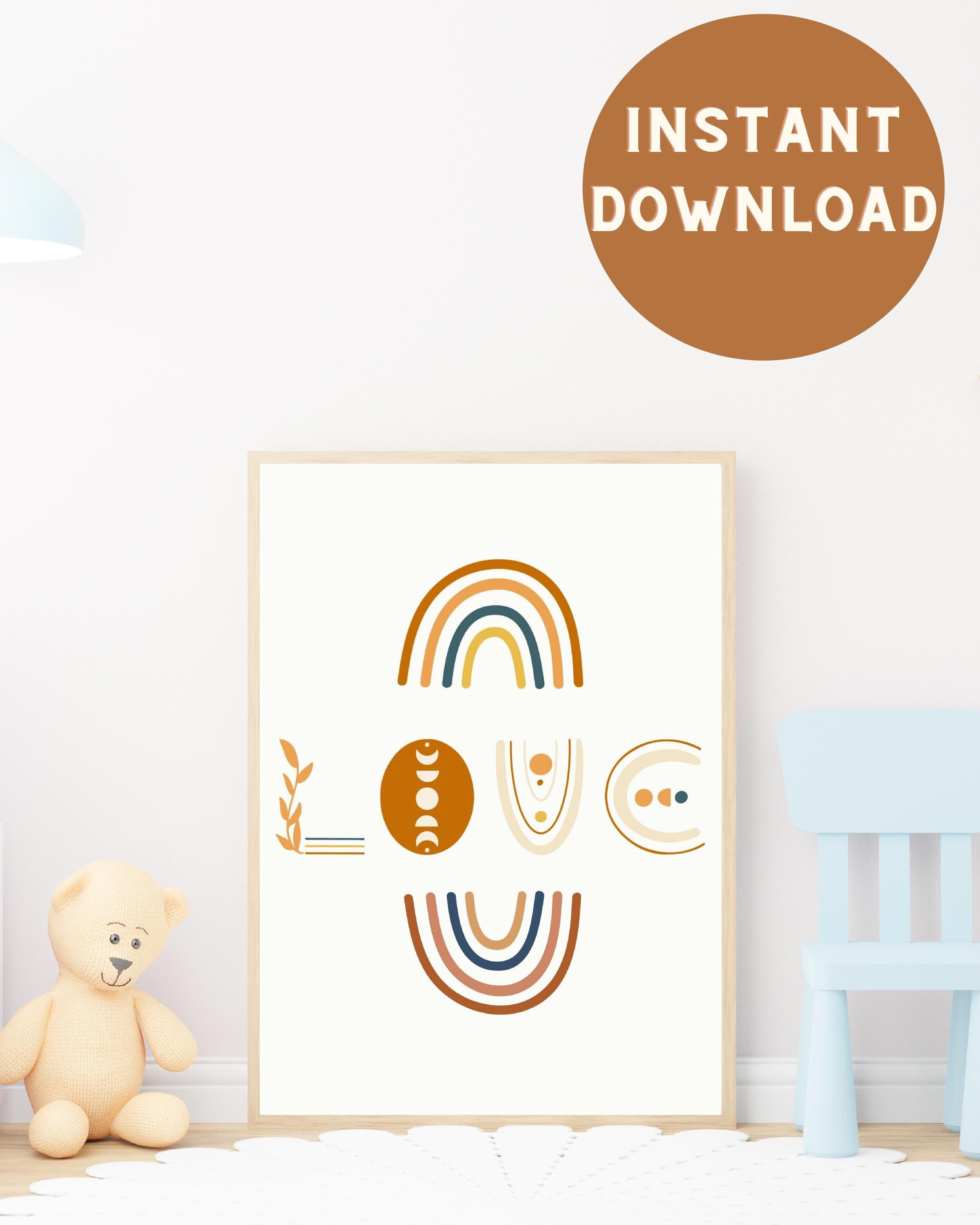 INSTANT DOWNLOAD Boho Love Printable Wall Art, Rainbow Love, Nursery ...