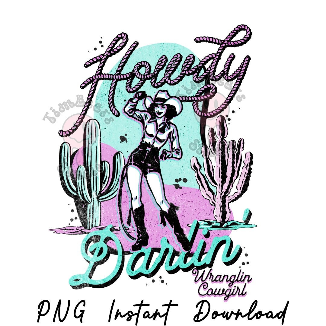 Retro Howdy Darlin Western T-shirt Graphic Transparent PNG Retro ...
