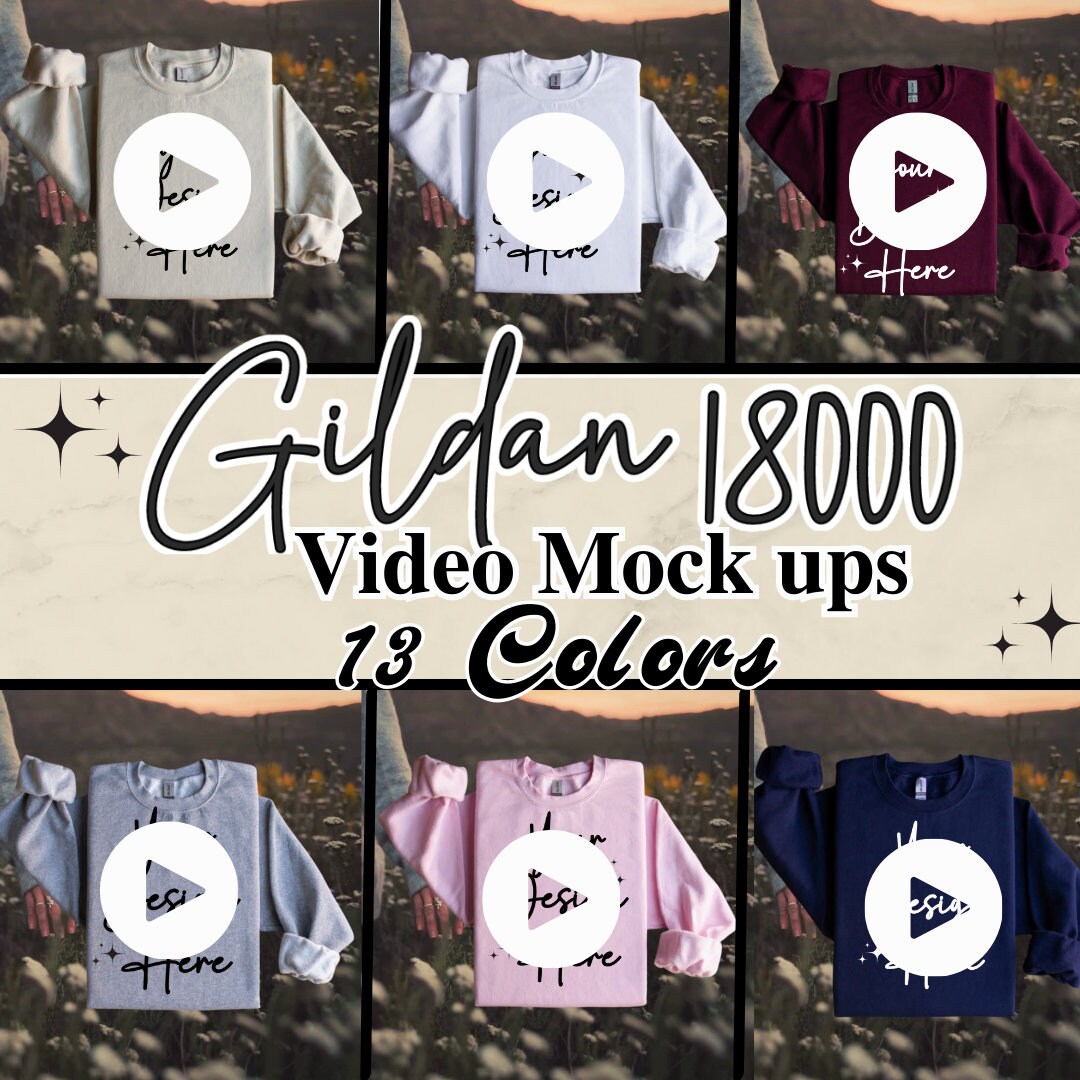 Gildan 18000 Folded Video Mock up Bundle 13 Gildan 18000 Video Mockups ...