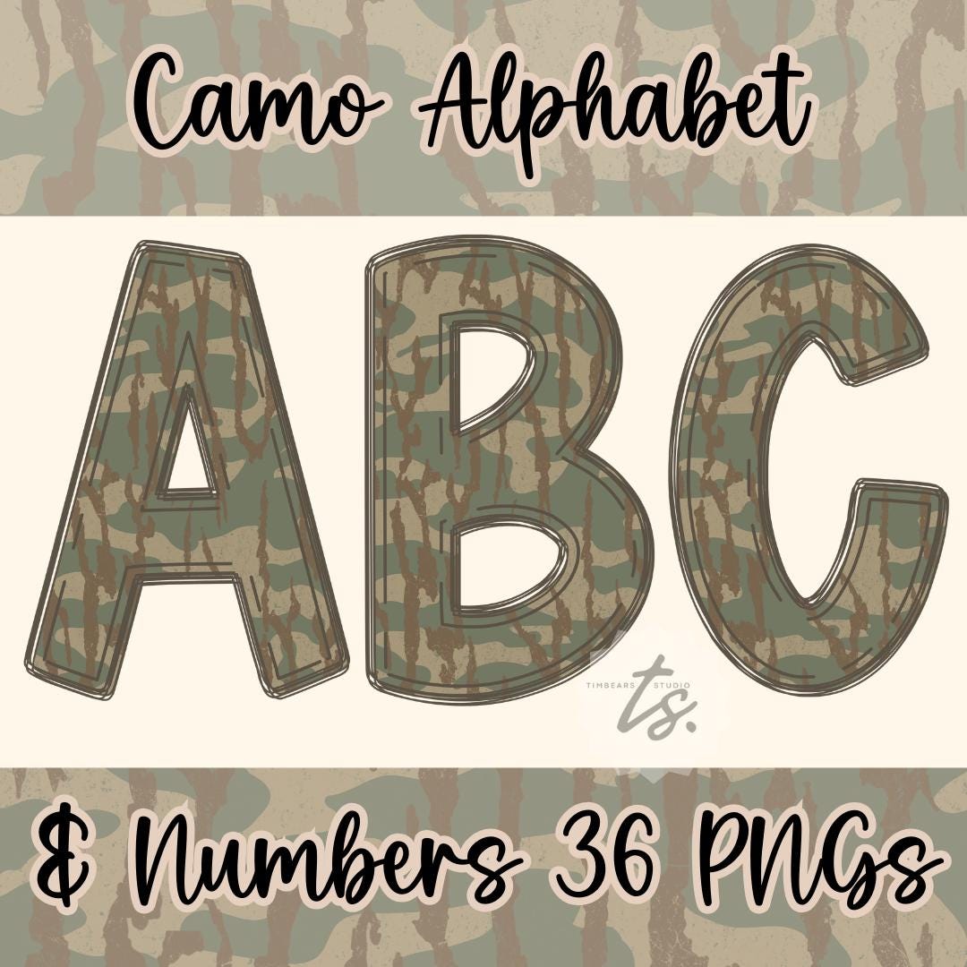 Camo Alphabet Set PNG, Old Camo Alphabet, Camouflage Alphabet, Camo ...