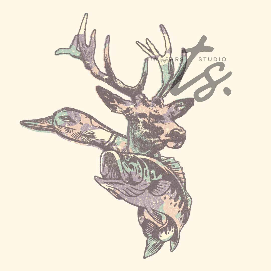 Deer Duck Fishing Png, Camo Hunting PNG, Marsh Old School Duck Camo ...