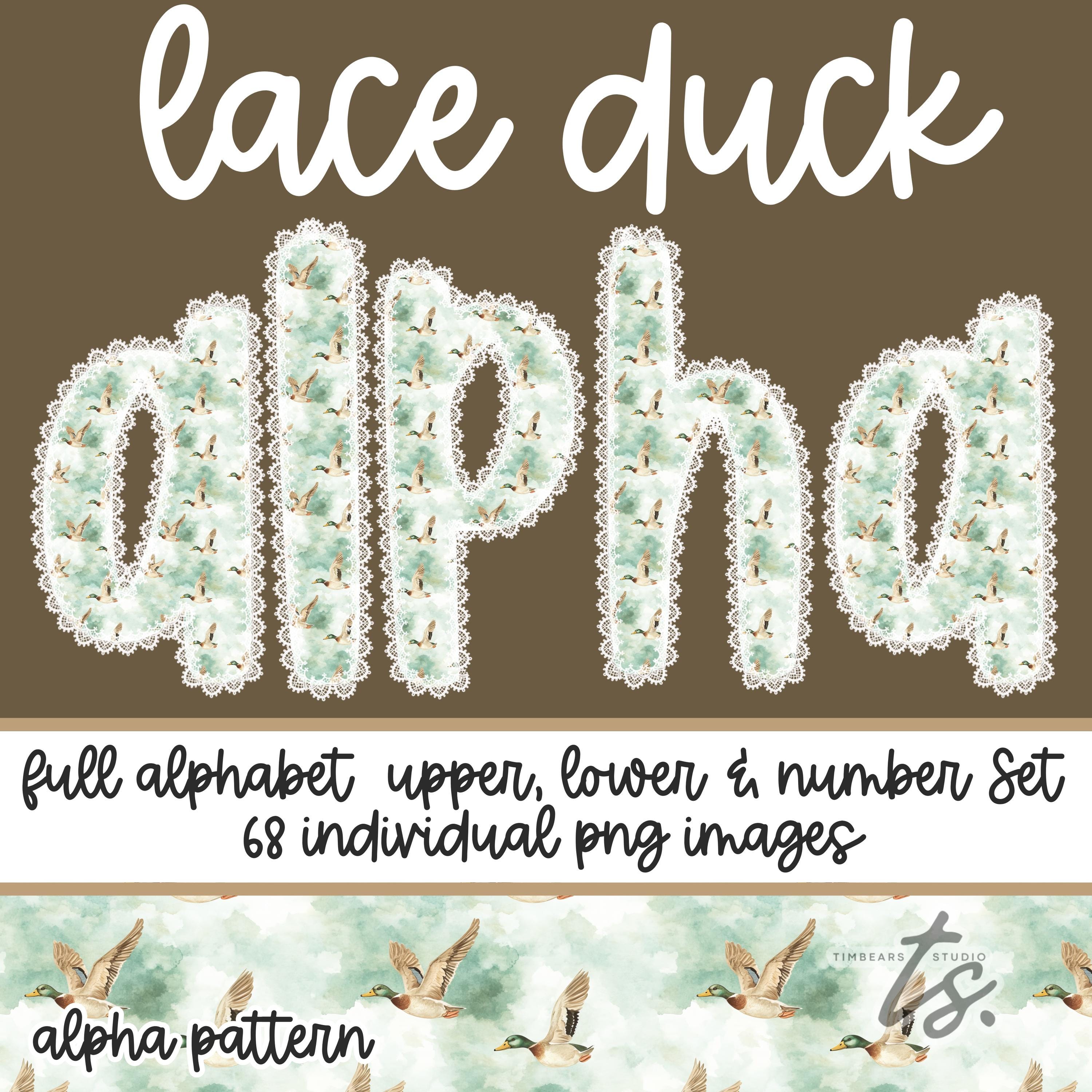 Preppy Lace Duck Alphabet Set, Hunting Alpha Set, PNG Alpha Set ...