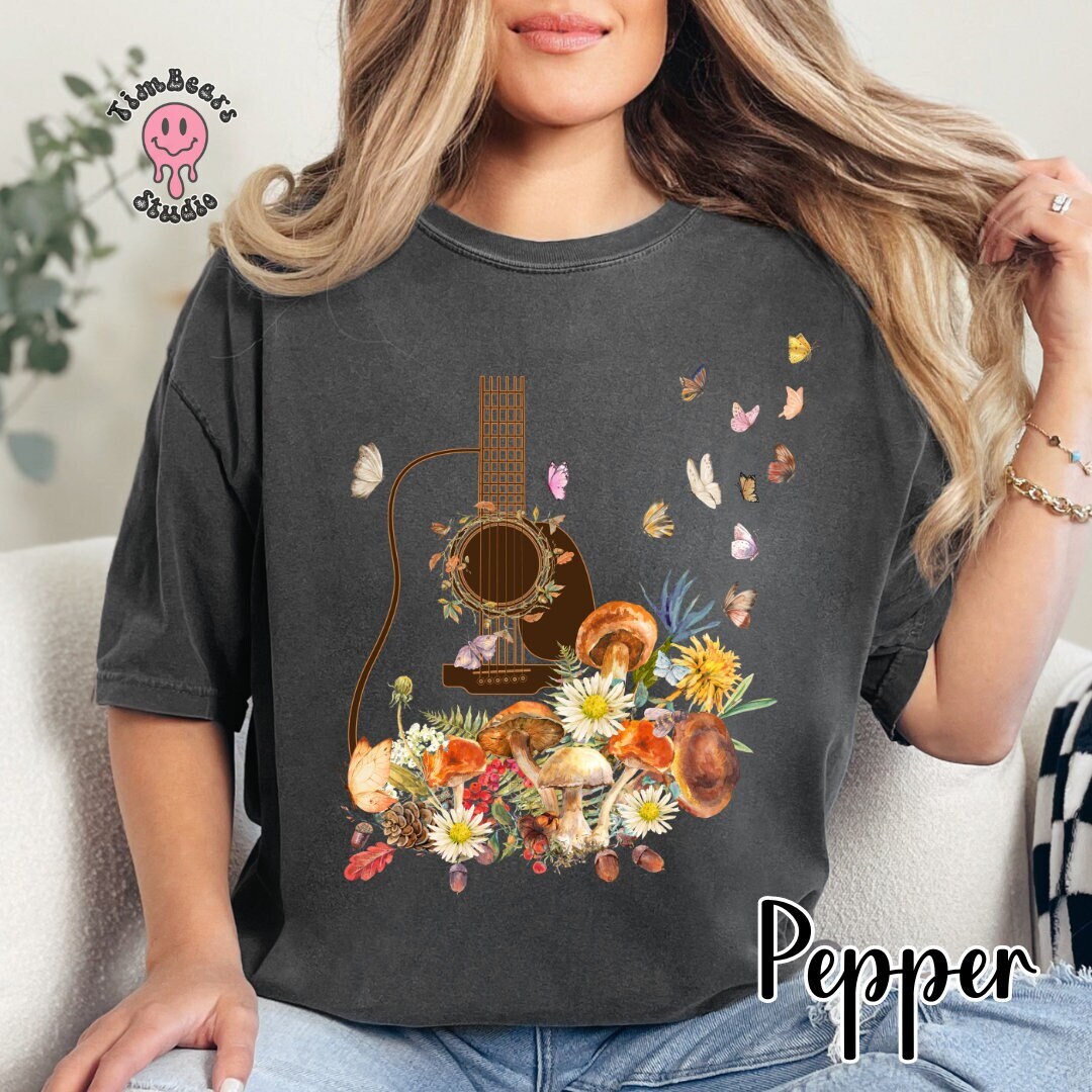 Cottagecore Guitar Shirt Comfort Colors Mushroom Guitar - Etsy