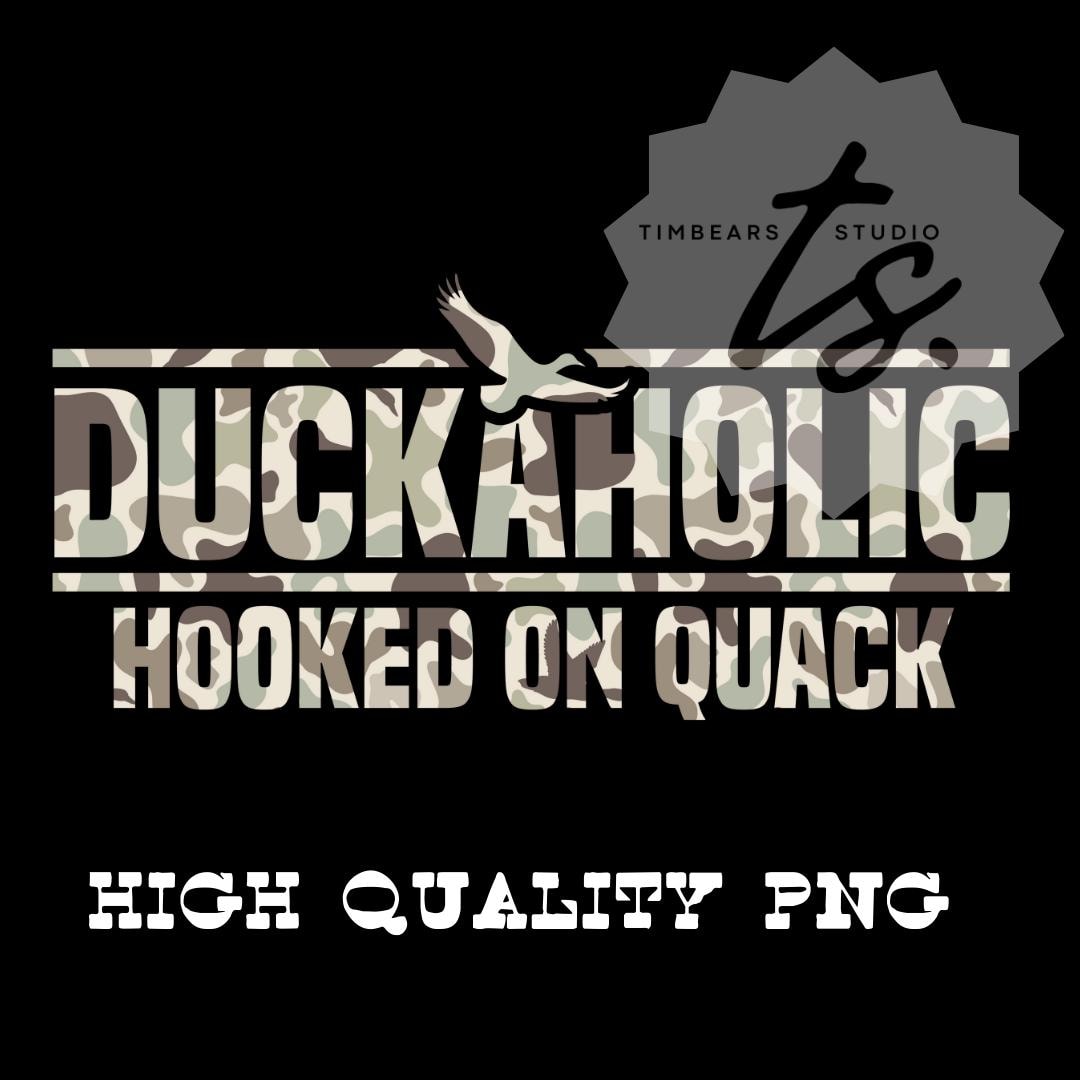 Duckaholic Hooked on Quack Png, Duck Hunting Png, Marsh Old School Duck ...