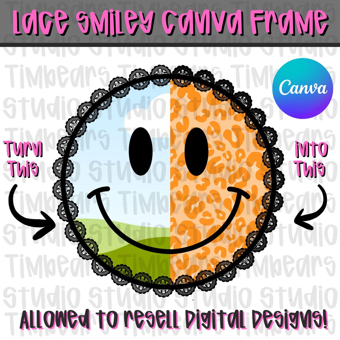 Lace Smiley Canva Frame - Lace Canva Frame - Smiley Design, Retro ...