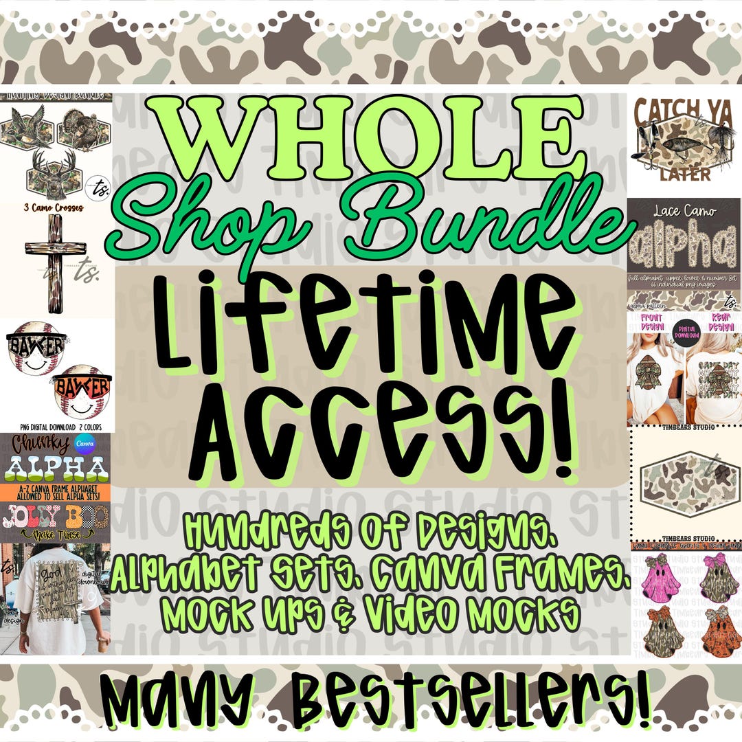 Whole Shop Bundle Designs & Mock up - Lifetime Access - Entire Shop ...