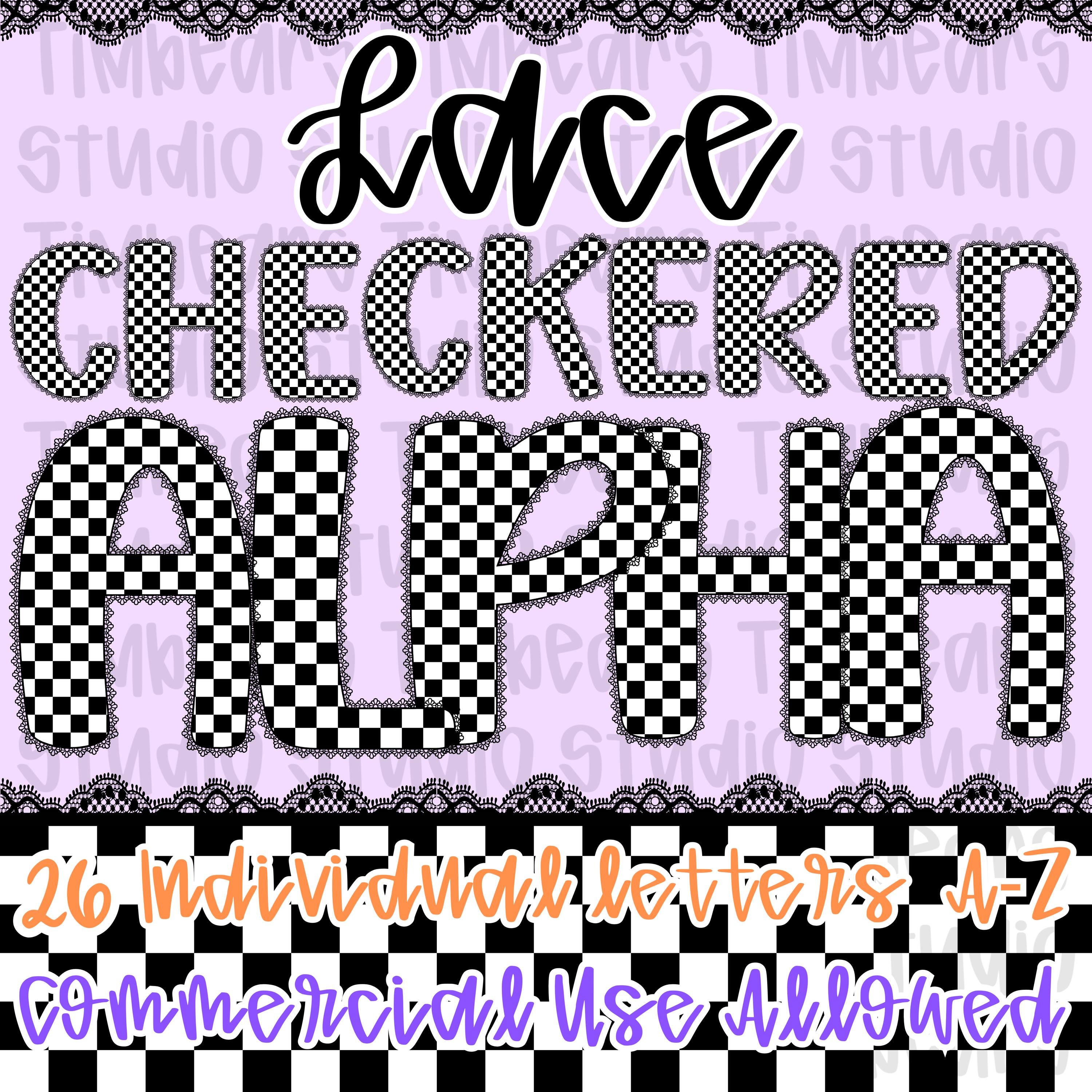 Lace Checkered Alphabet Set PNG, Checkered Alphabet, Yallternative ...