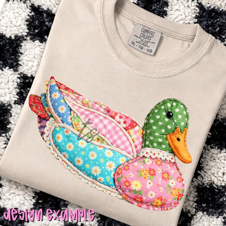 Vintage Patchwork Duck PNG, Cottagecore Fabric Duck Clipart, Quilted ...