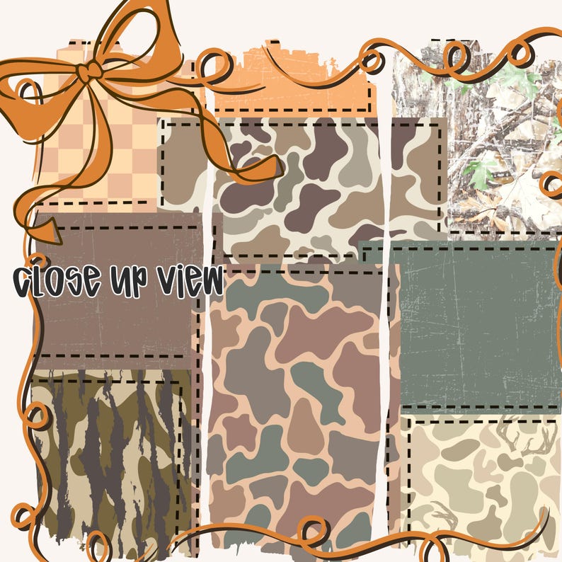 Patchwork Camo Brushstroke Frame, Fall Png, Coquette Camo Design ...