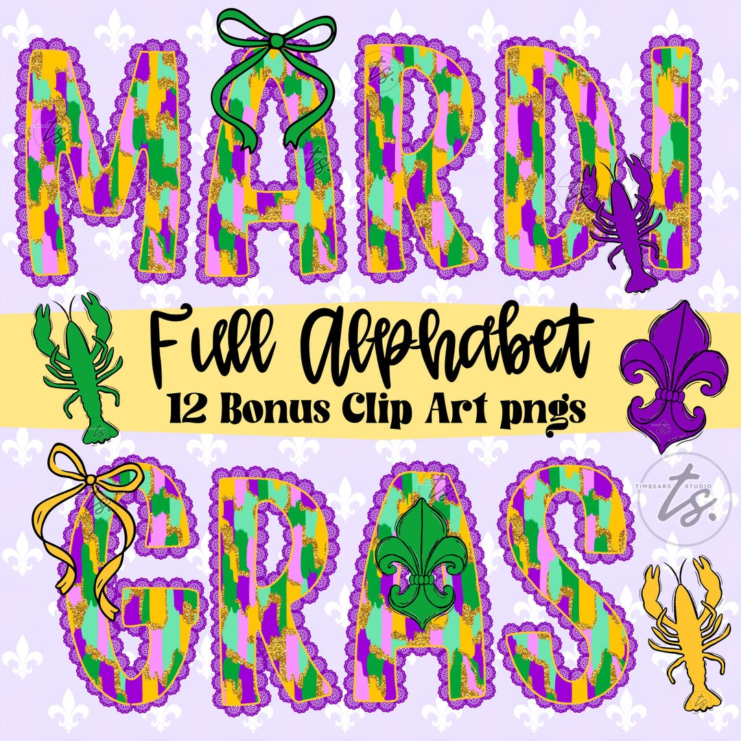Mardi Gras Alphabet Set, Lace Alpha Set, PNG Alpha Set, Brushstroke ...