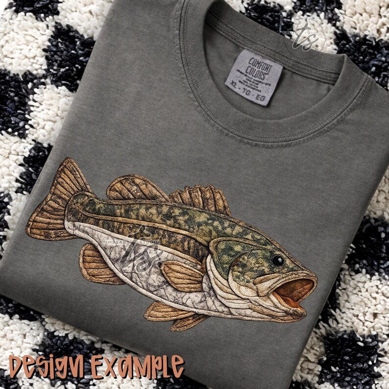 Camo Bass Fish Applique Design PNG, Hunting Quilt Patchwork Fish ...